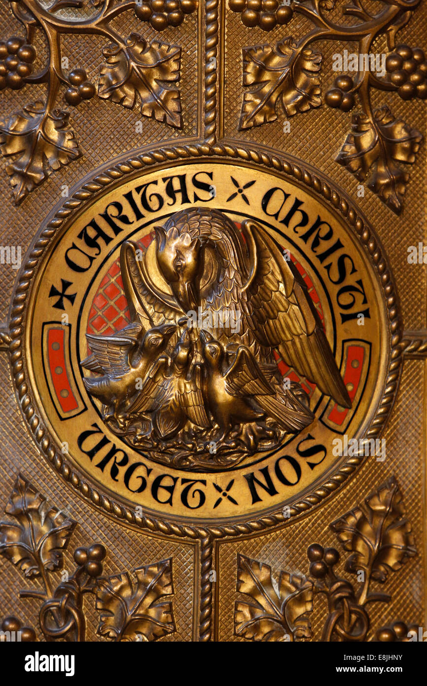 Pelican symbolising Christ in Notre Dame de la Treille cathedral Stock ...