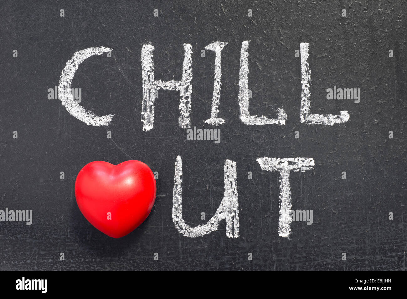 chillout word handwritten on chalkboard with heart symbol instead of O ...