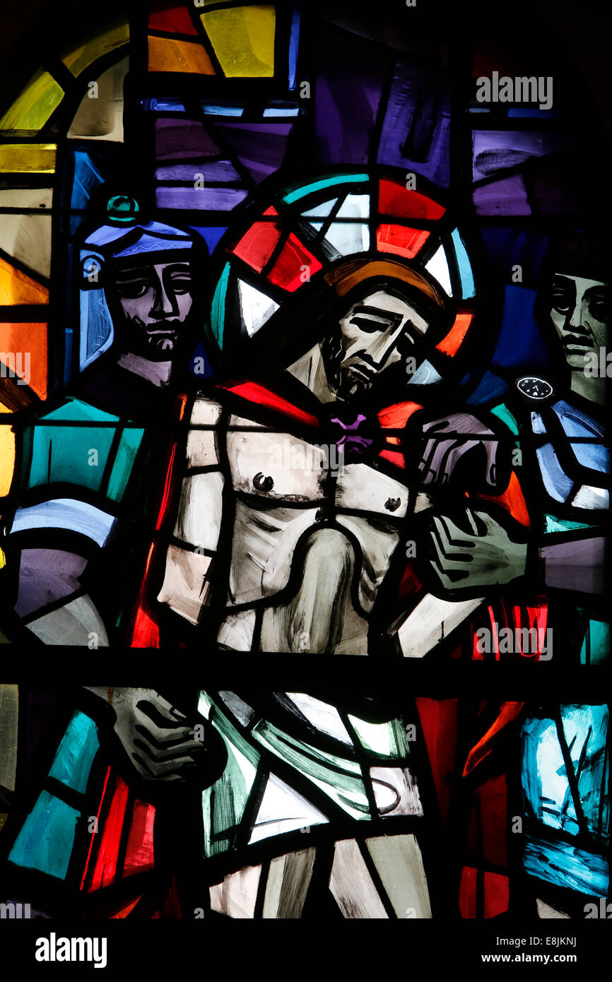 Stations Of The Cross Stained Glass High Resolution Stock Photography ...