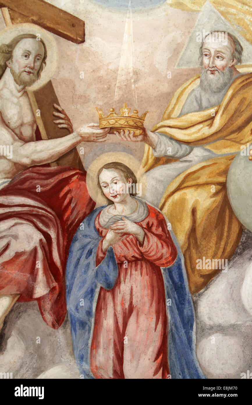 The Crowning of Mary. Our Lady of the Assumption church Stock Photo - Alamy