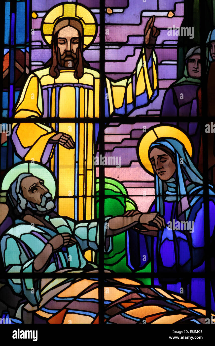 The death of Joseph by Raphael Hogger. St. Joseph Chedde church Stock ...