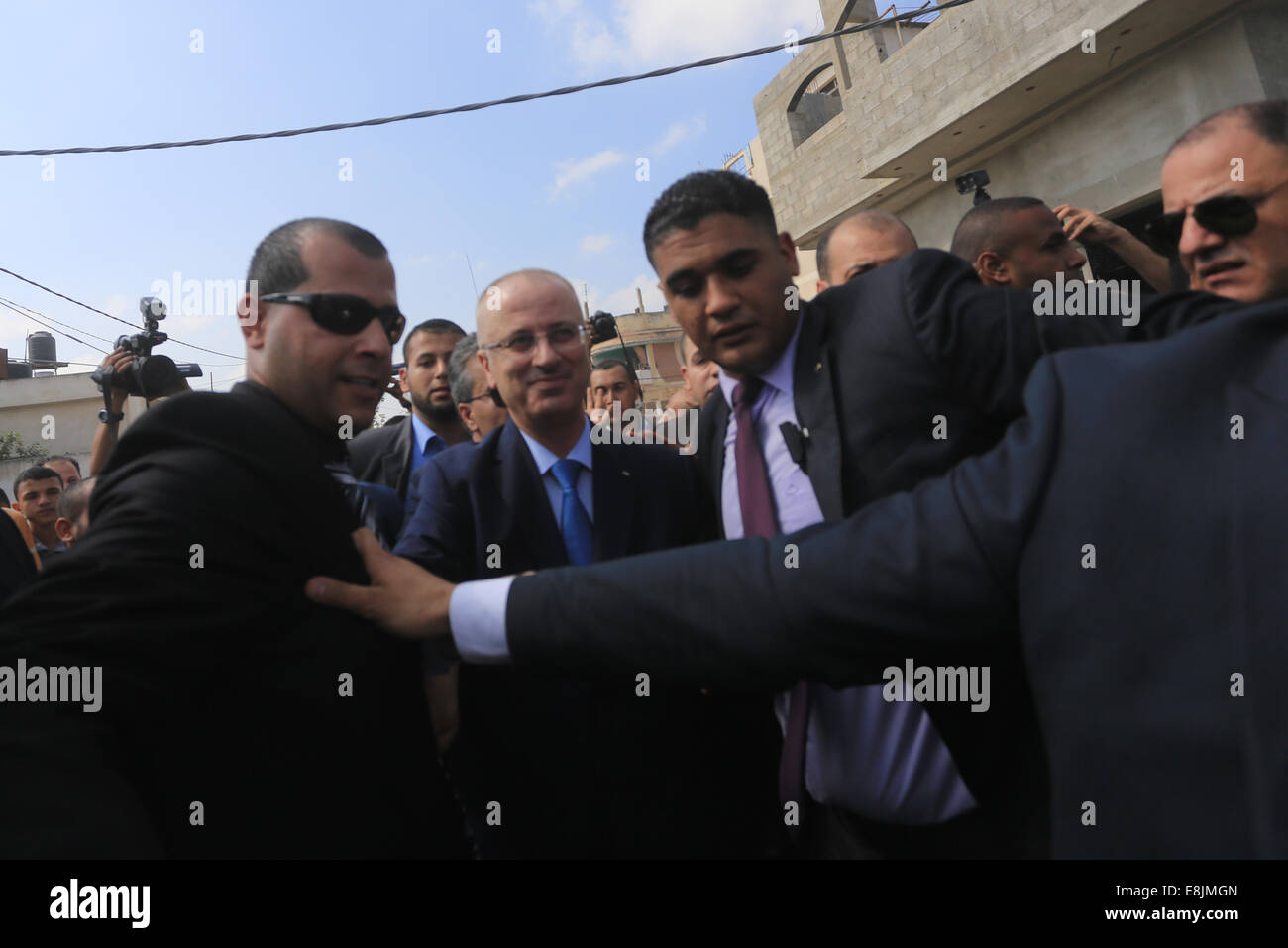 Gaza Strip. 9th Oct, 2014. Palestinian Prime Minister Rami Hamdallah is ...