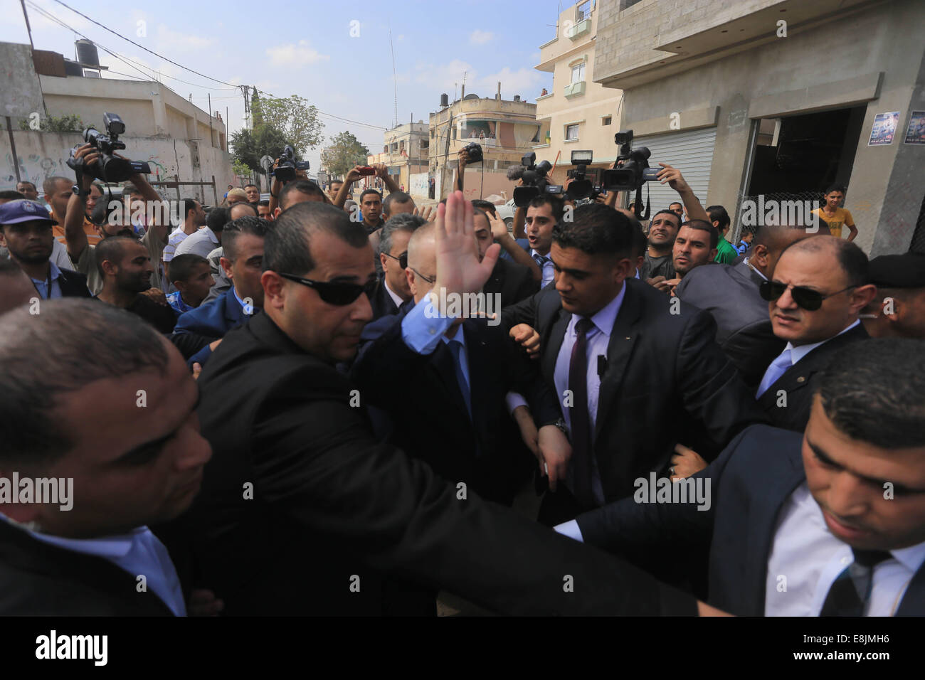 Gaza Strip. 9th Oct, 2014. Palestinian Prime Minister Rami Hamdallah ...