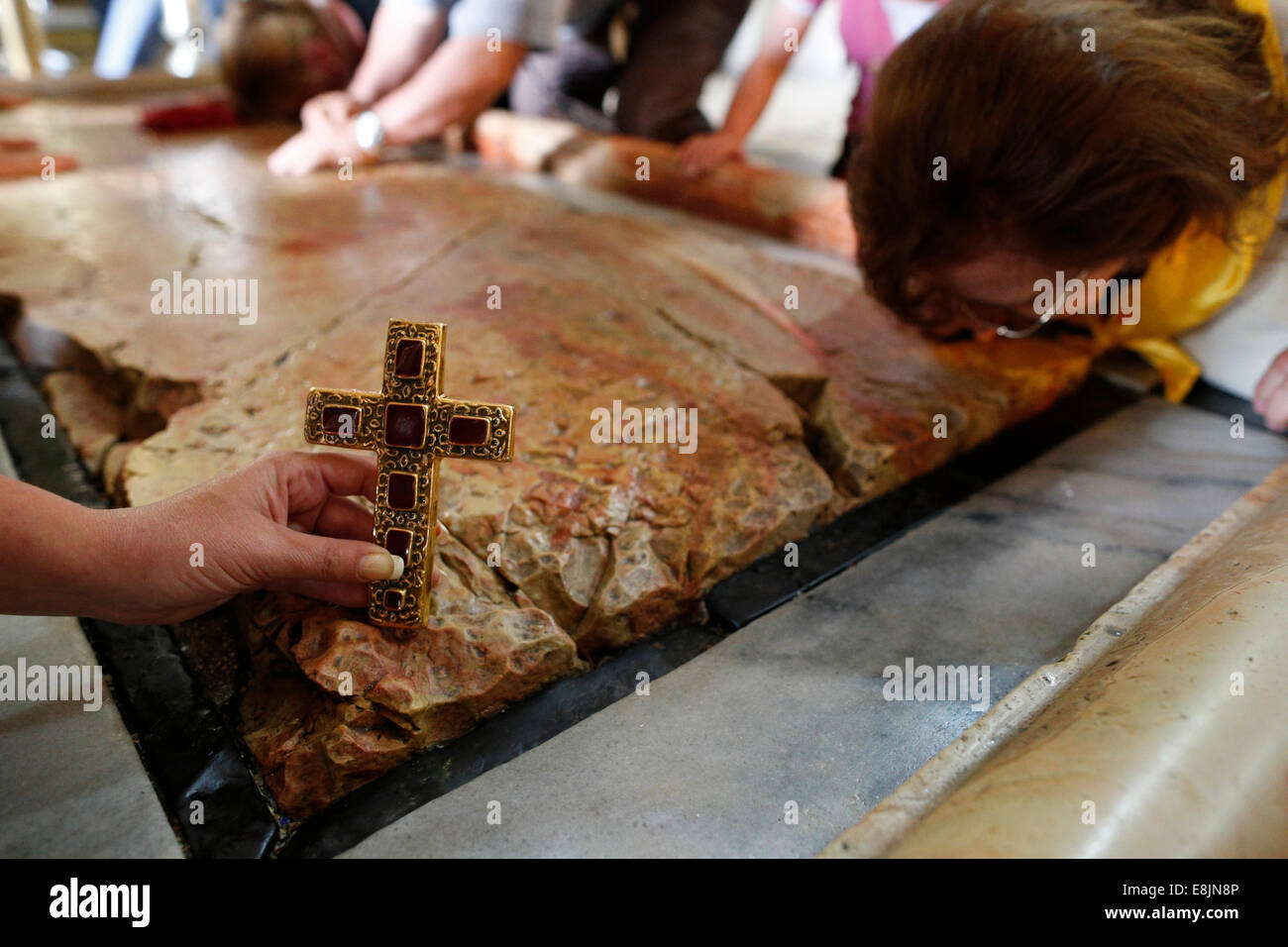The Stone of Anointing. Holy Sepulchre Church Stock Photo - Alamy