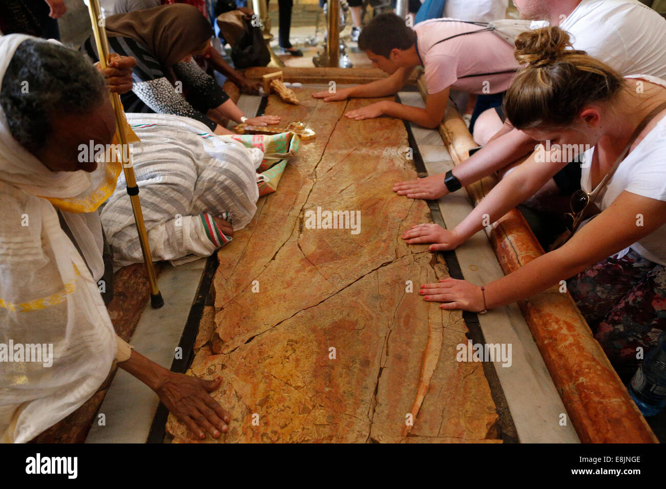 The Stone of Anointing. Holy Sepulchre Church Stock Photo - Alamy