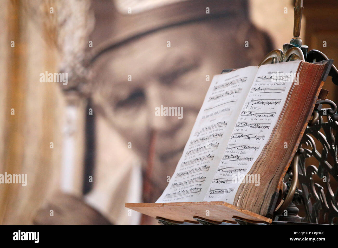 Saint-Catherine church. Liturgical book antiphonal Stock Photo - Alamy