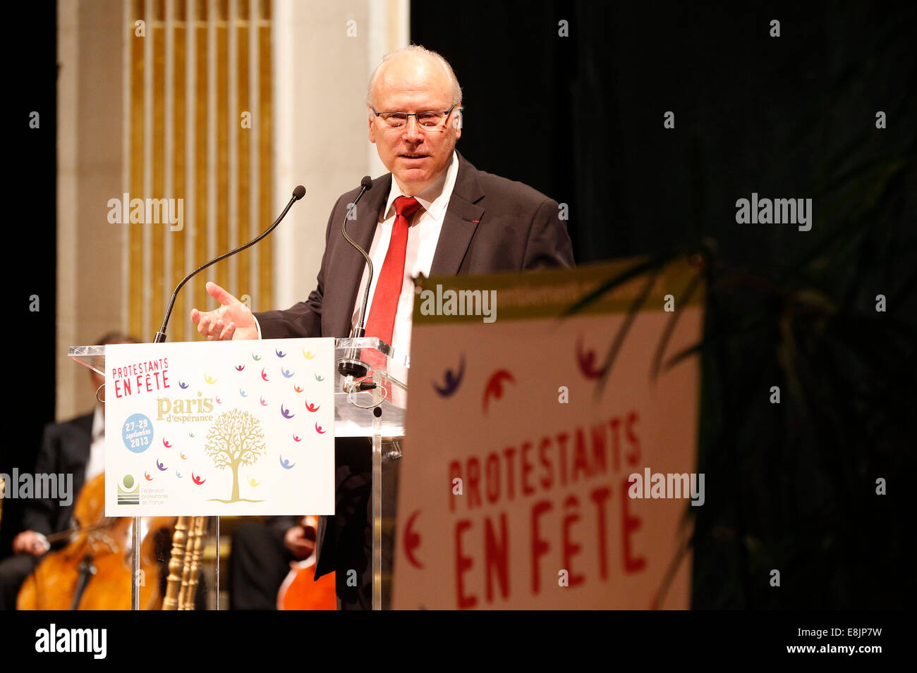 Protestant minister Claude Baty attending a religious gathering Stock ...