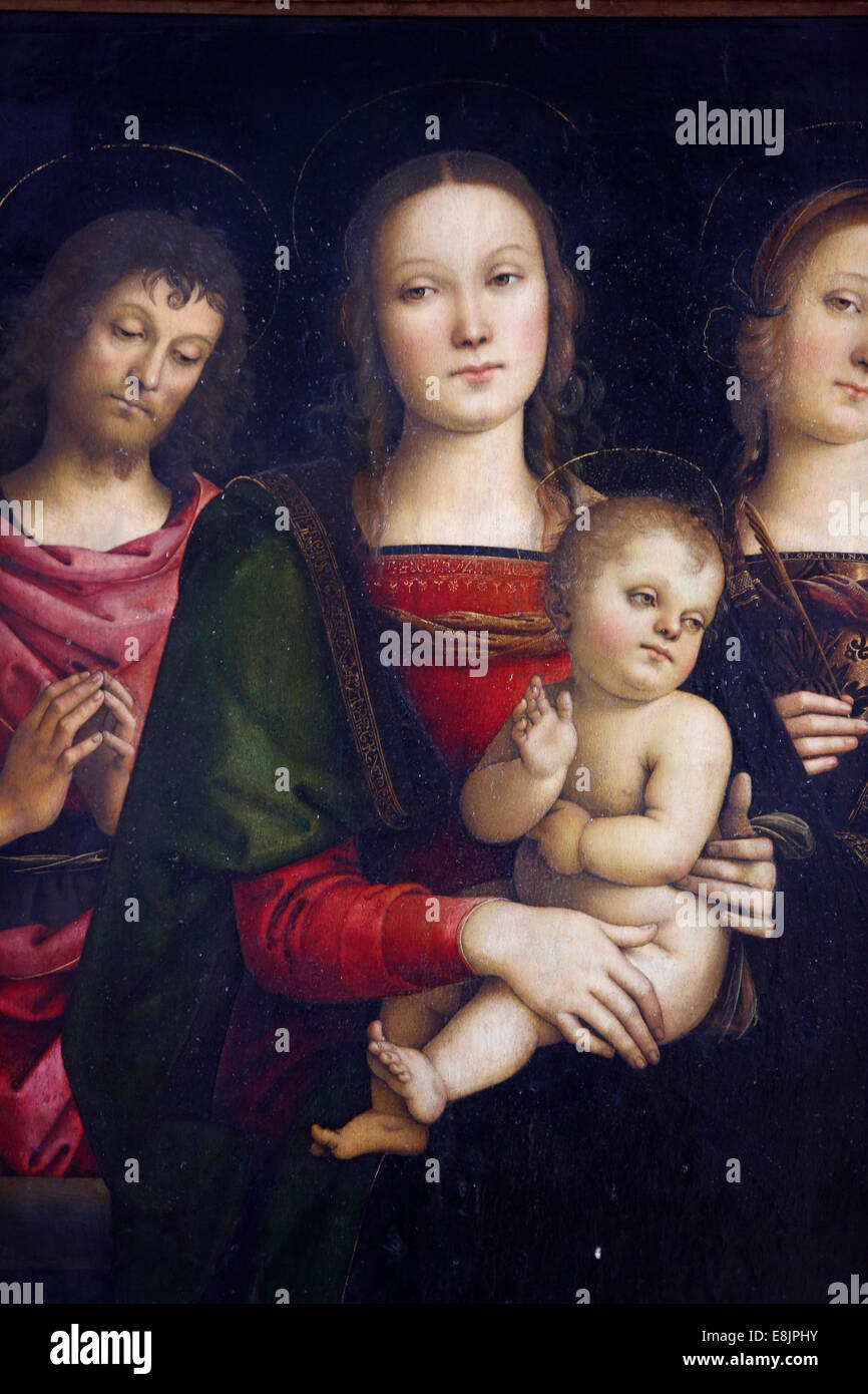 Virgin and child with saint john the baptist hi-res stock photography ...