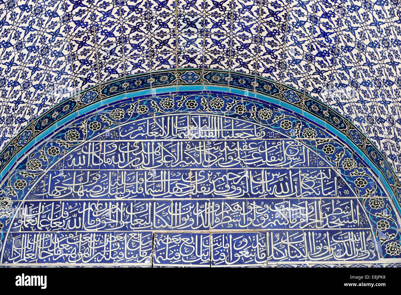 Detail of Decorative Tilework on the Dome of the Rock. Calligraphy ...