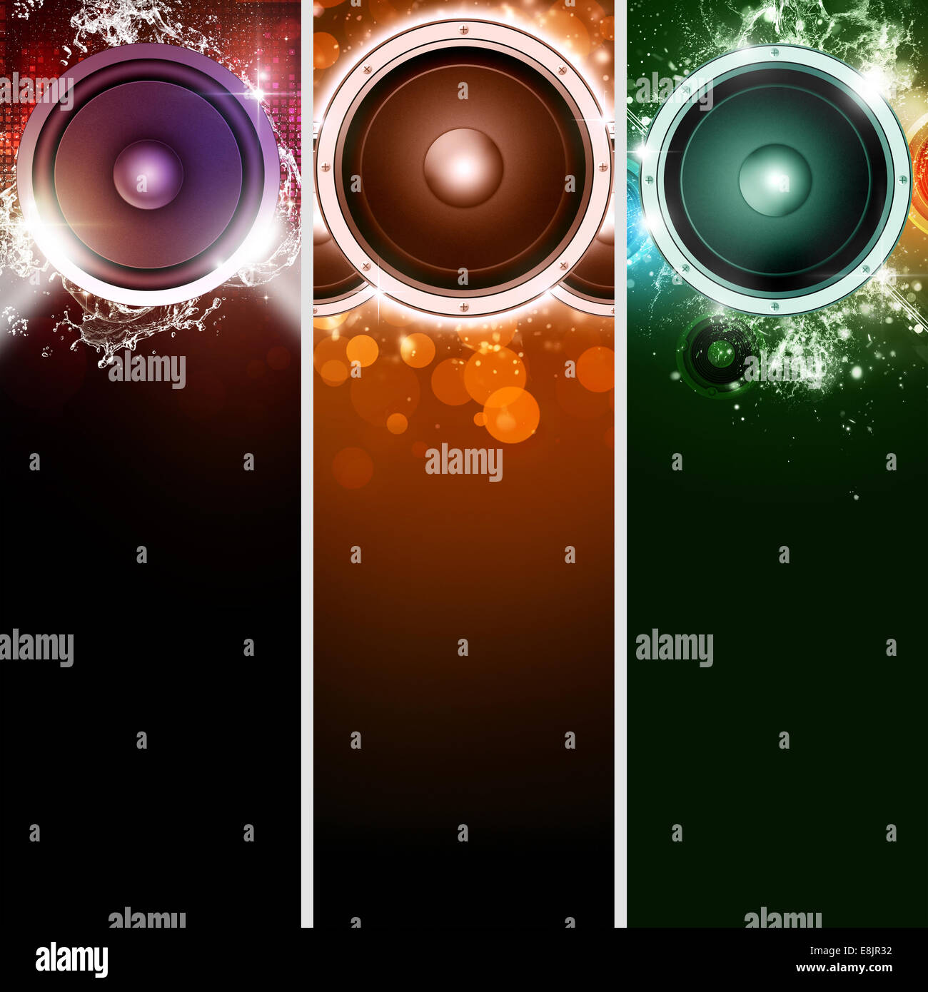 abstract music party sound speakers banners for bright event Stock ...