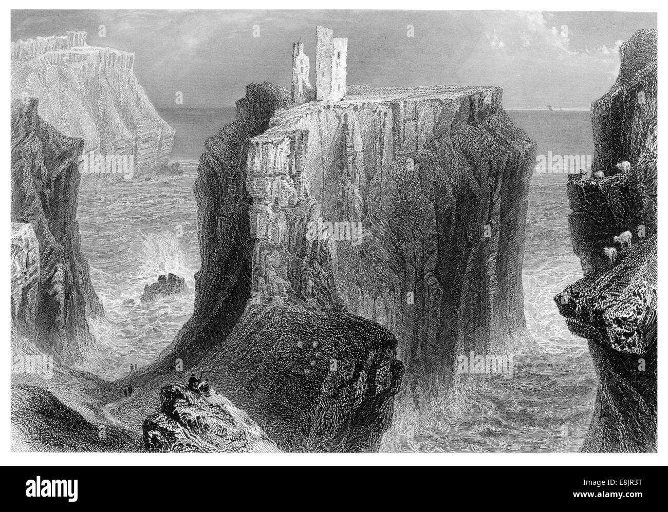 Dunseverick Castle County Antrim Ireland circa 1850 Stock Photo - Alamy