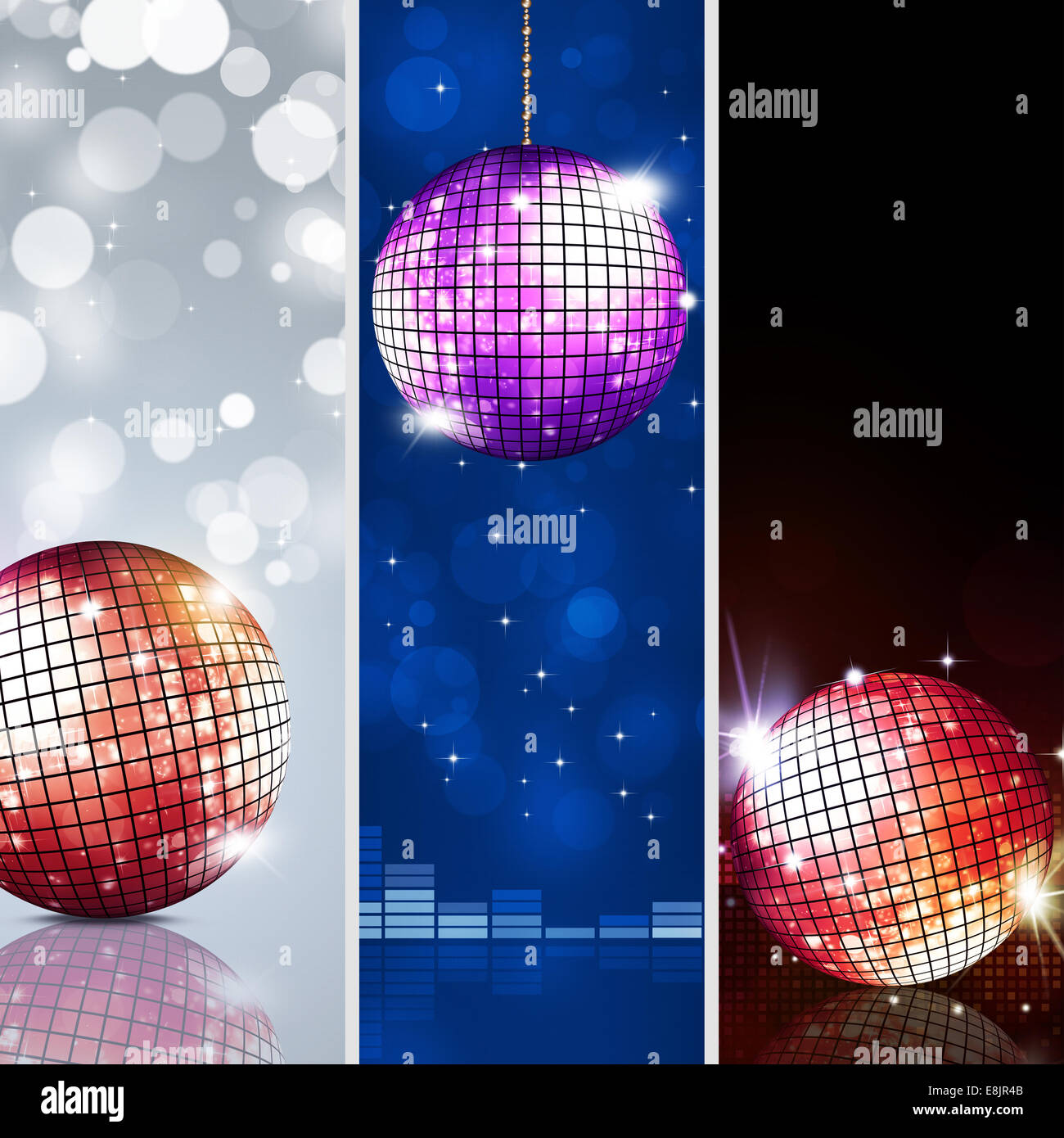 abstract music party disco ball banners for bright event Stock Photo ...