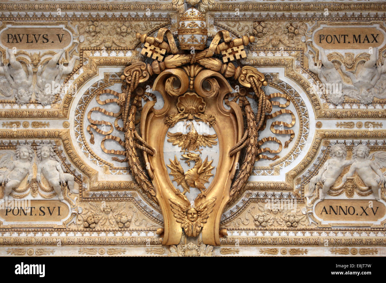 Coat of arms : eagle and dragon. St. Peter's Basilica Stock Photo - Alamy
