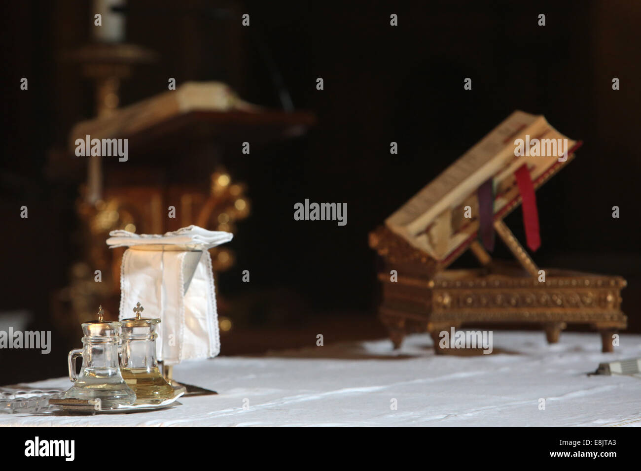 Chalice and cruets. Santa Maria in Traspontina church Stock Photo - Alamy