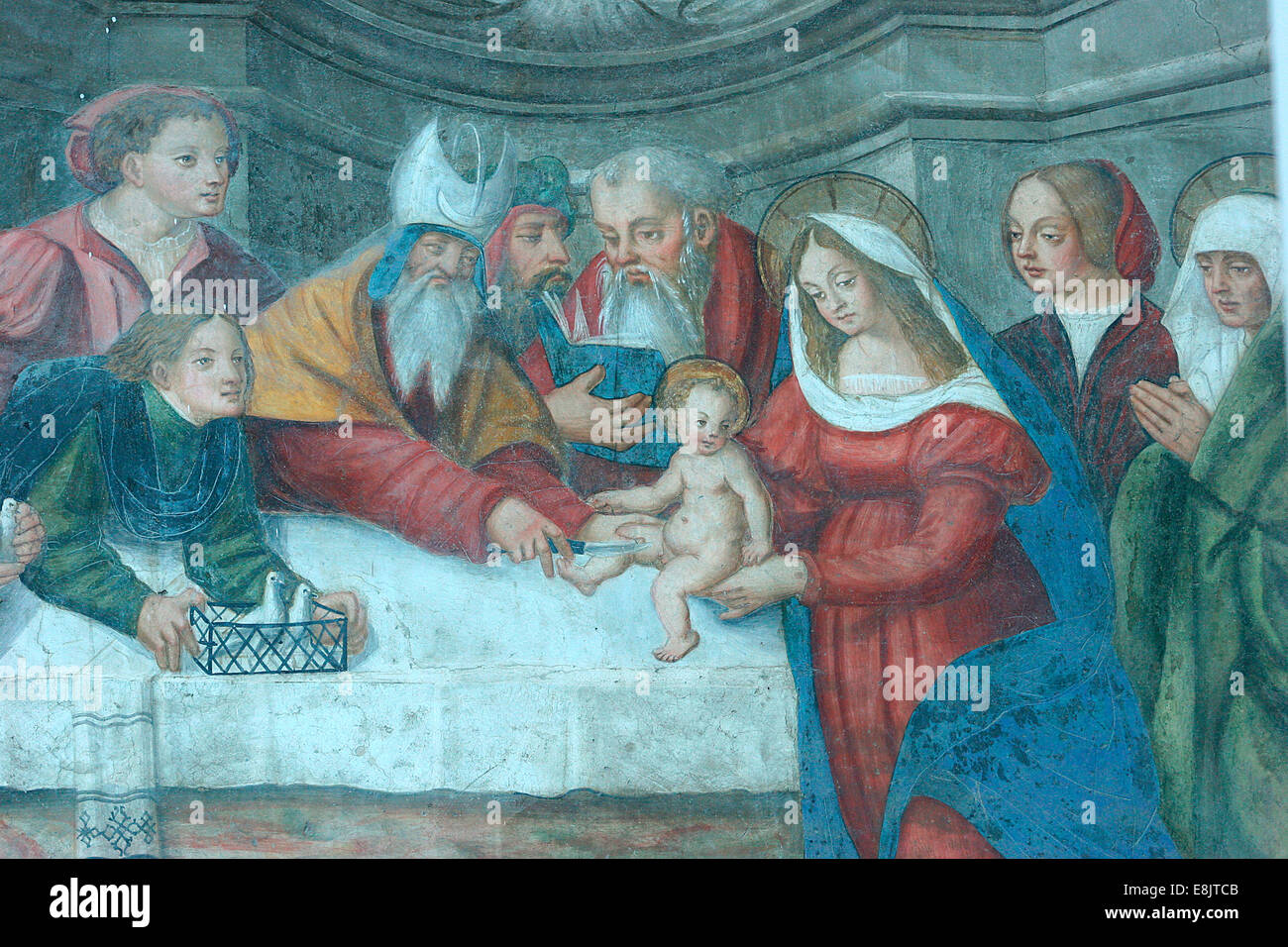 Jesus at the temple fresco on Saint Mary's cathedral door Stock Photo ...