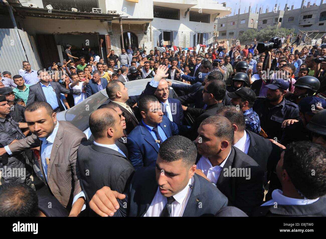 Gaza Strip. 9th Oct, 2014. Palestinian Prime Minister Rami Hamdallah ...