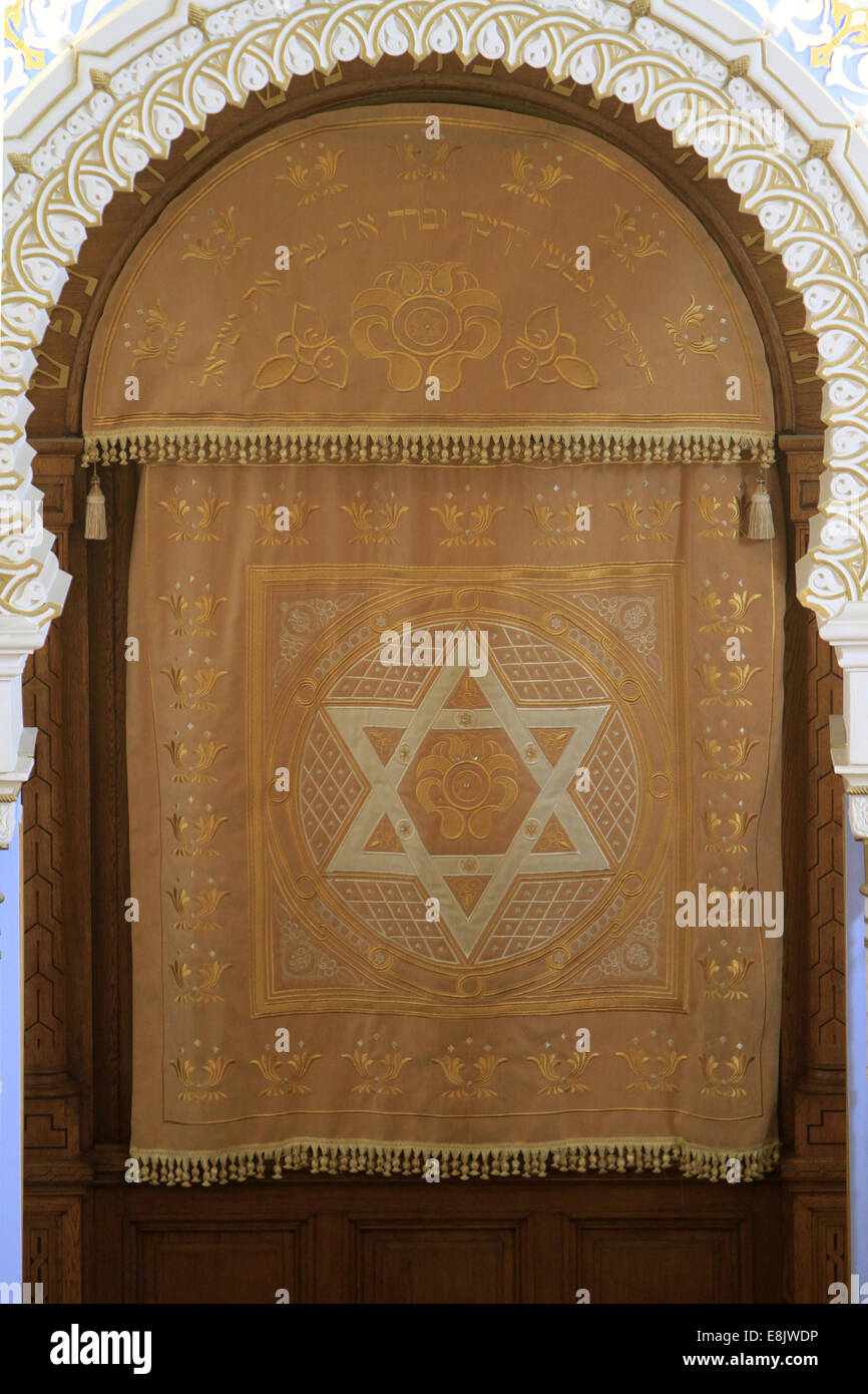 Synagogue holy ark curtain. Edmond Safra J Grand Choral Synagogue Stock ...