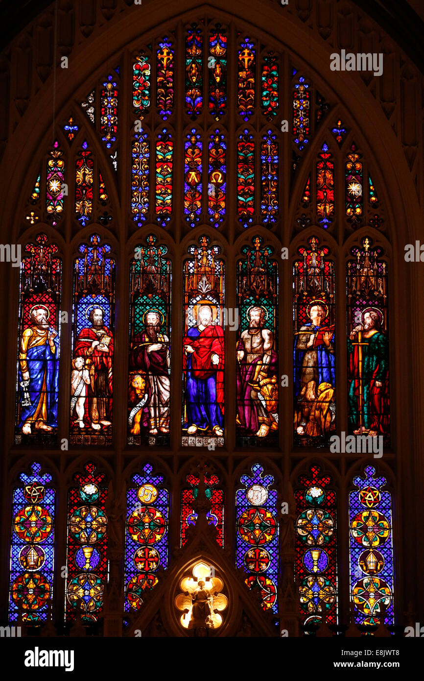Stained glass window. Trinity church Stock Photo - Alamy
