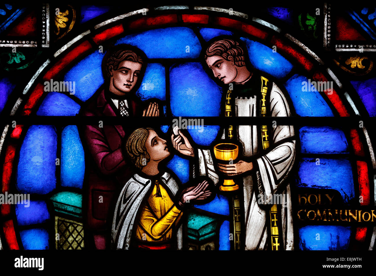 St Barth's church. Stained glass window. Holy communion Stock Photo - Alamy