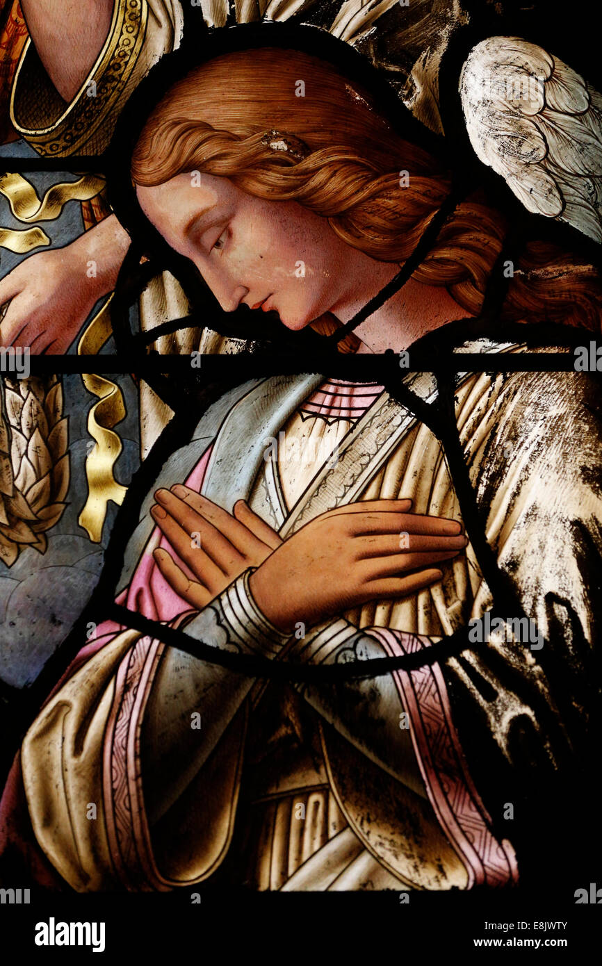St Barth's church. Stained glass window. Angel Stock Photo - Alamy