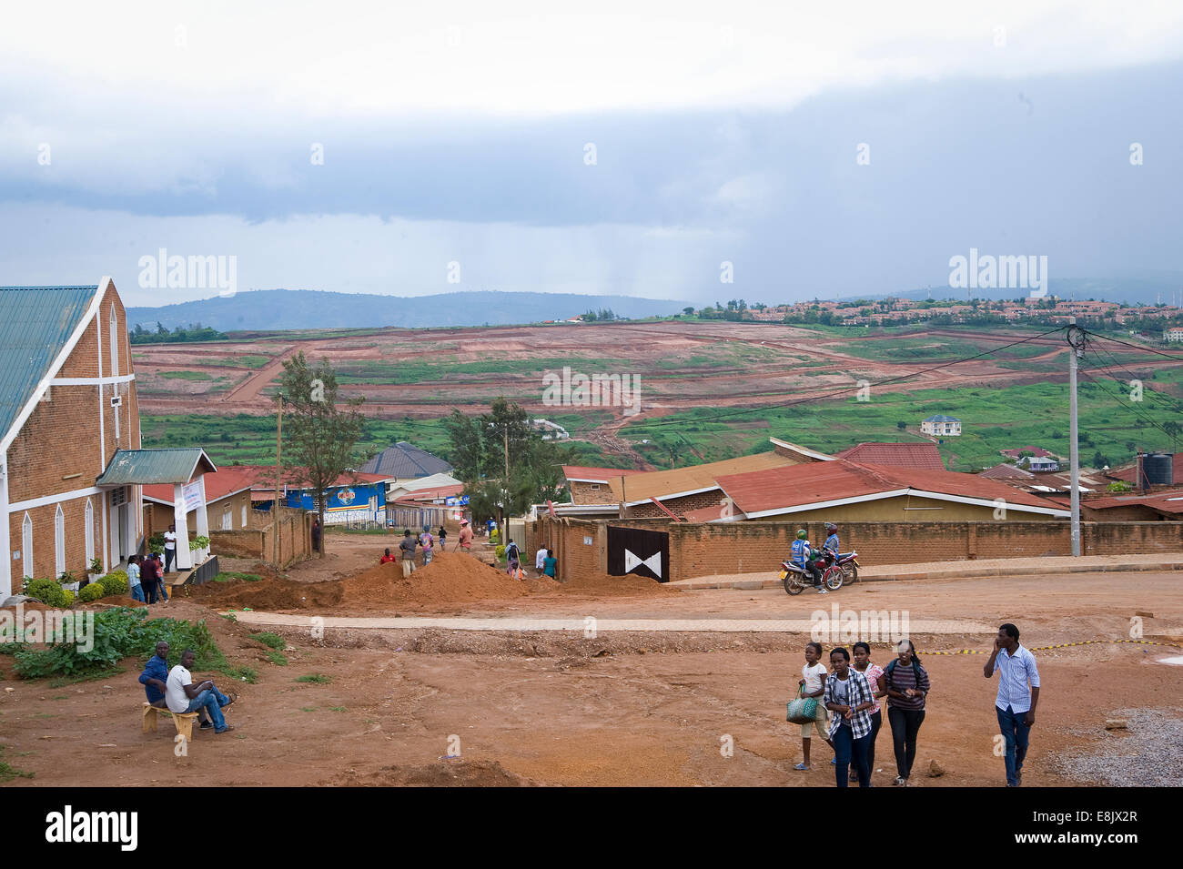 RWANDA, KIGALI: Kigali is a very green hilly city with simple mud and ...