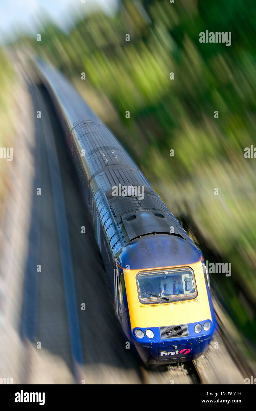 A First Great Western Intercity HST train is photographed traveling on ...