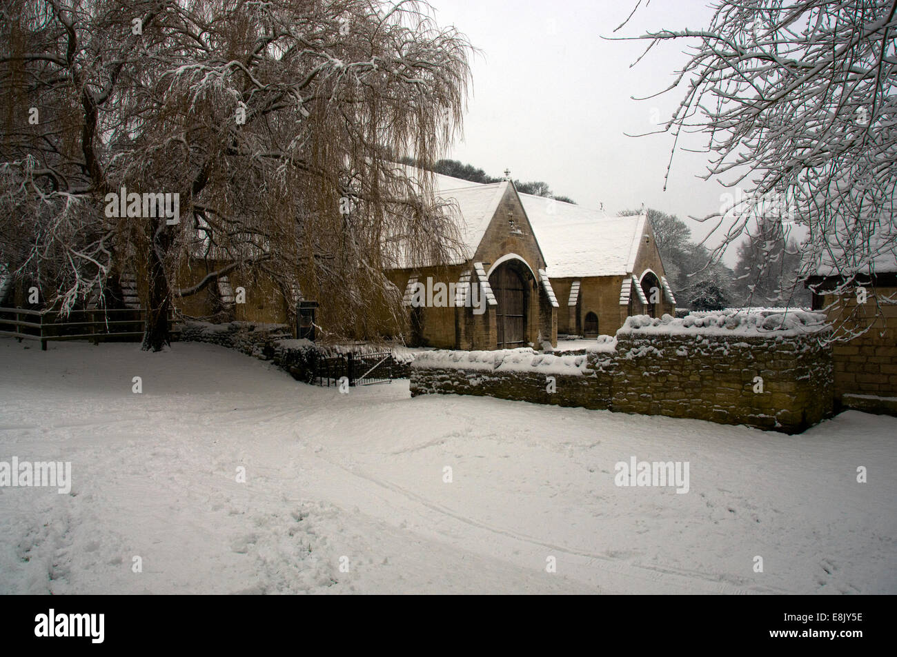 Tithe Barn Snow Bradford on Avon Stock Photo - Alamy