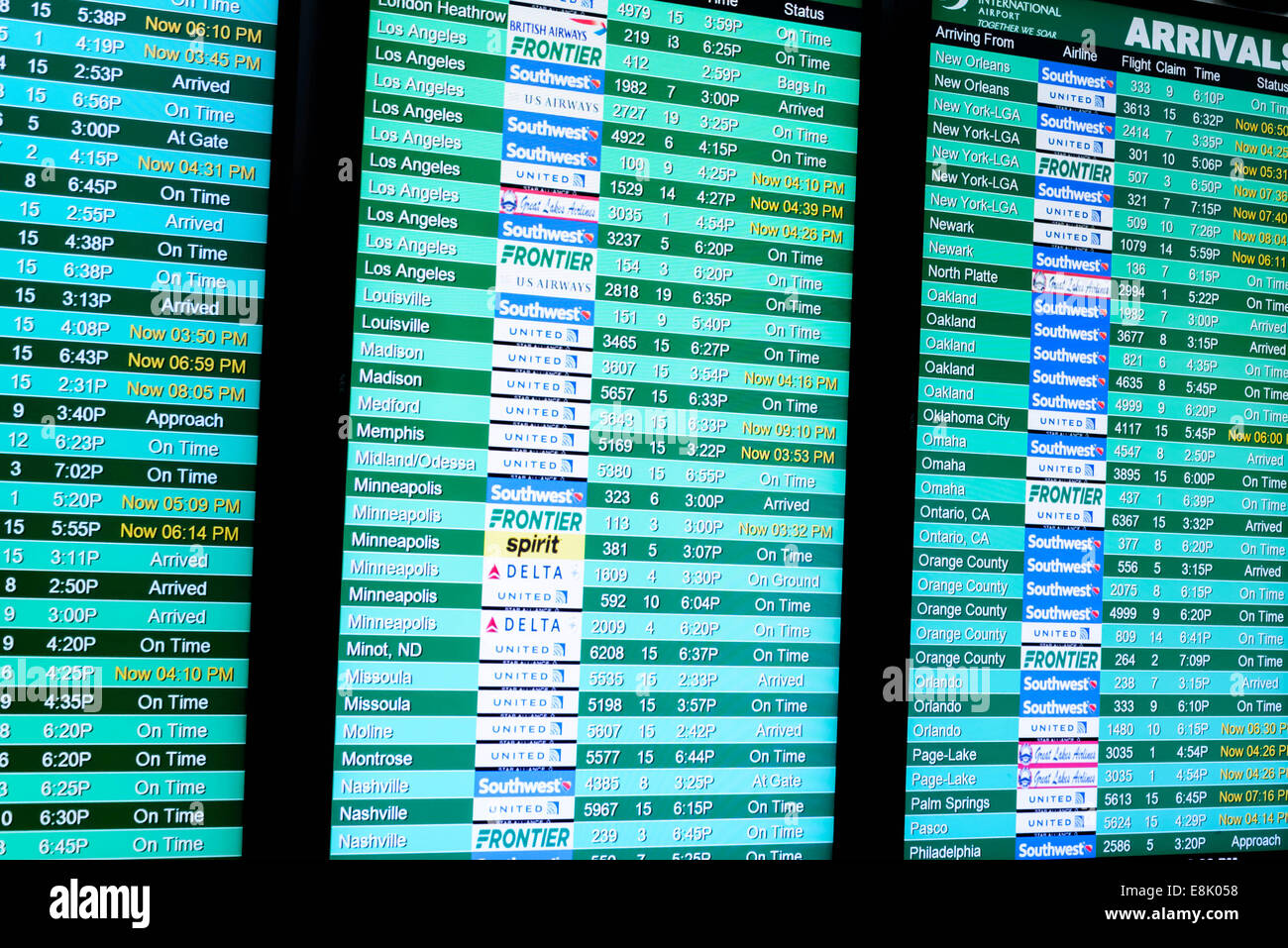 DIA, DEN, Denver International Airport, CO - Flight information display ...