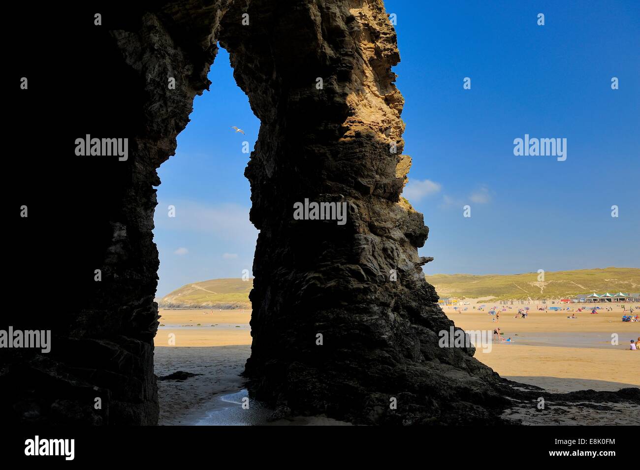 A view through the archway at Droskyn point Perranporth Cornwall ...