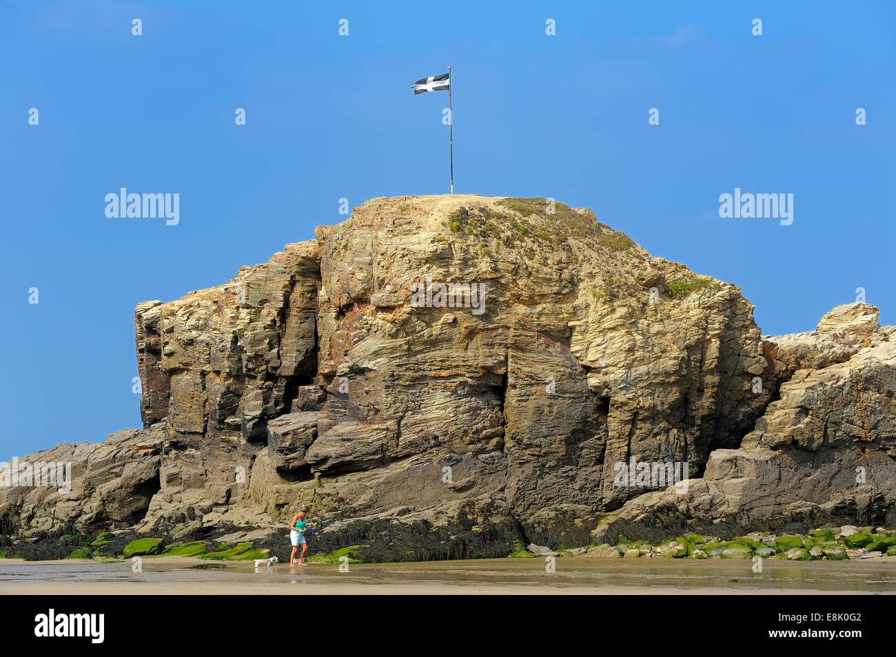 Chapel rock Perranporth beach Cornwall England uk Stock Photo - Alamy