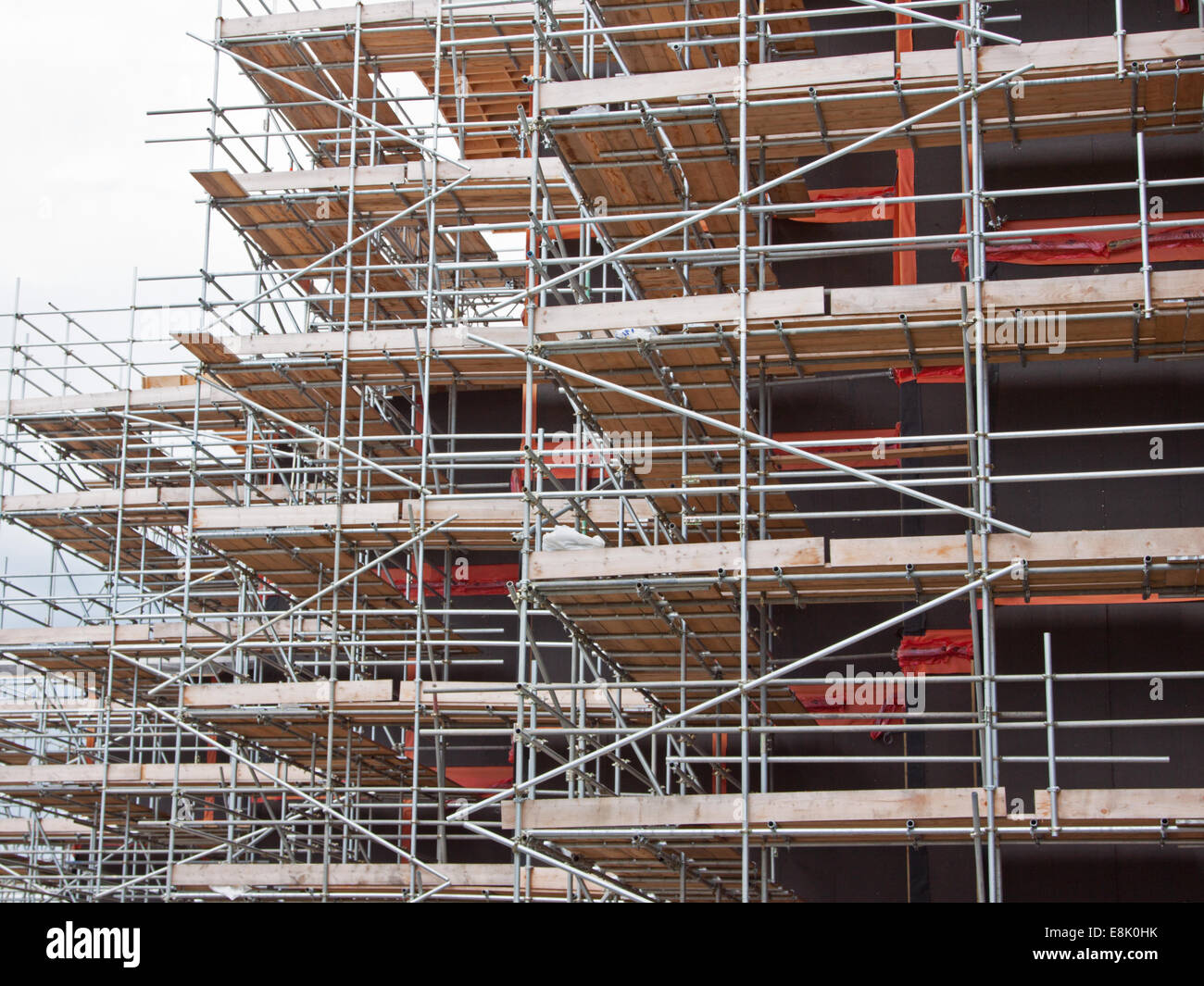 Extensive scaffolding provides the platforms for work in progress on a ...