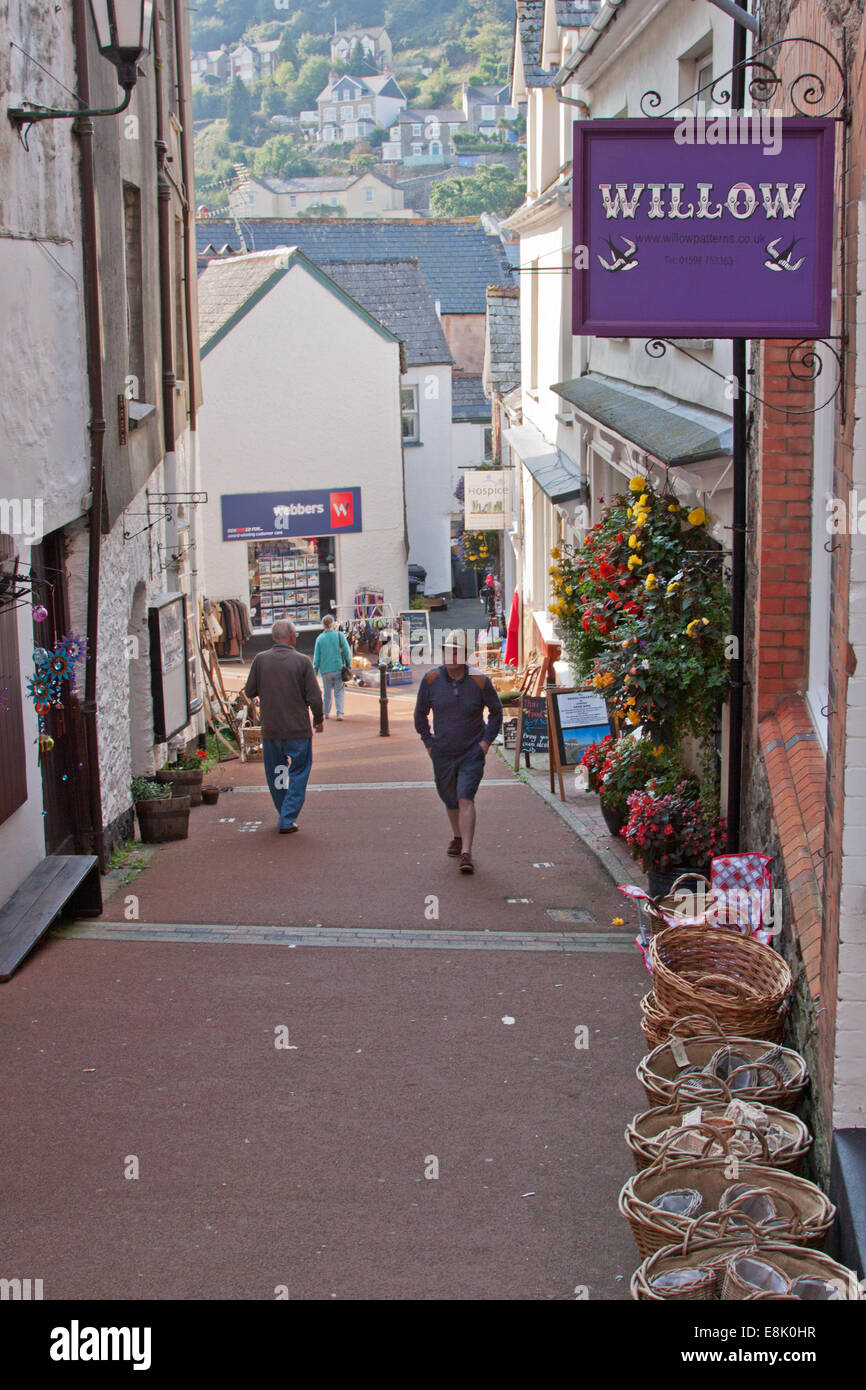 Street in the small town of Lynton in Devon which sits on top of a ...