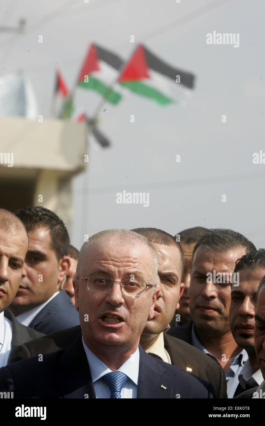 Gaza Strip. 9th Oct, 2014. Palestinian Prime Minister Rami Hamdallah ...