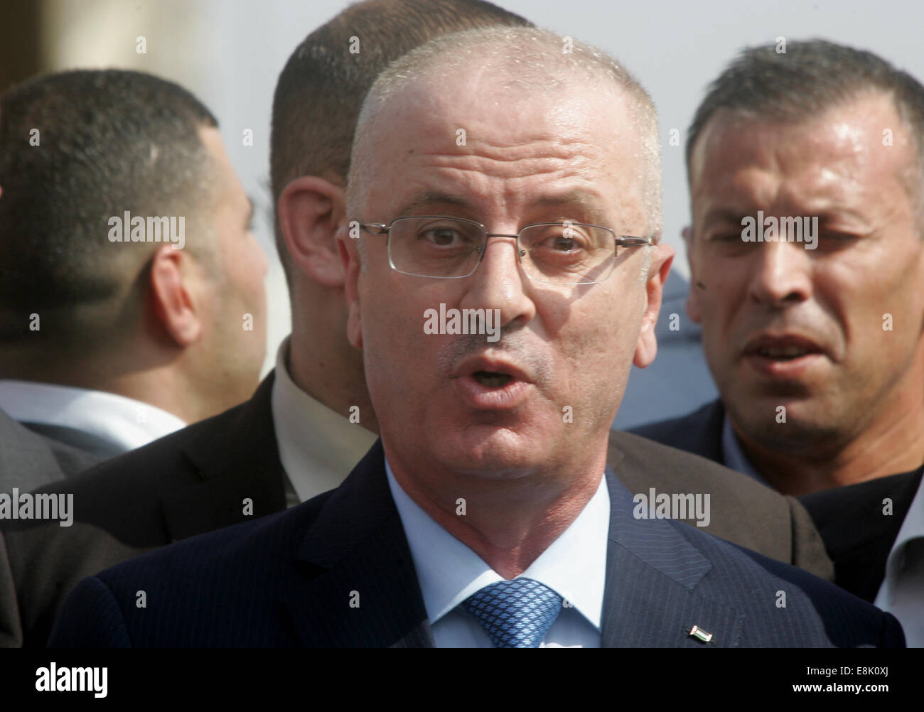 Gaza Strip. 9th Oct, 2014. Palestinian Prime Minister Rami Hamdallah ...