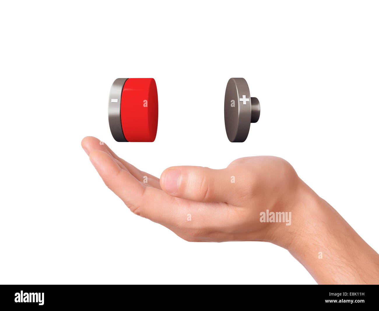 hand hold Battery icon with a low charge on white background Stock ...