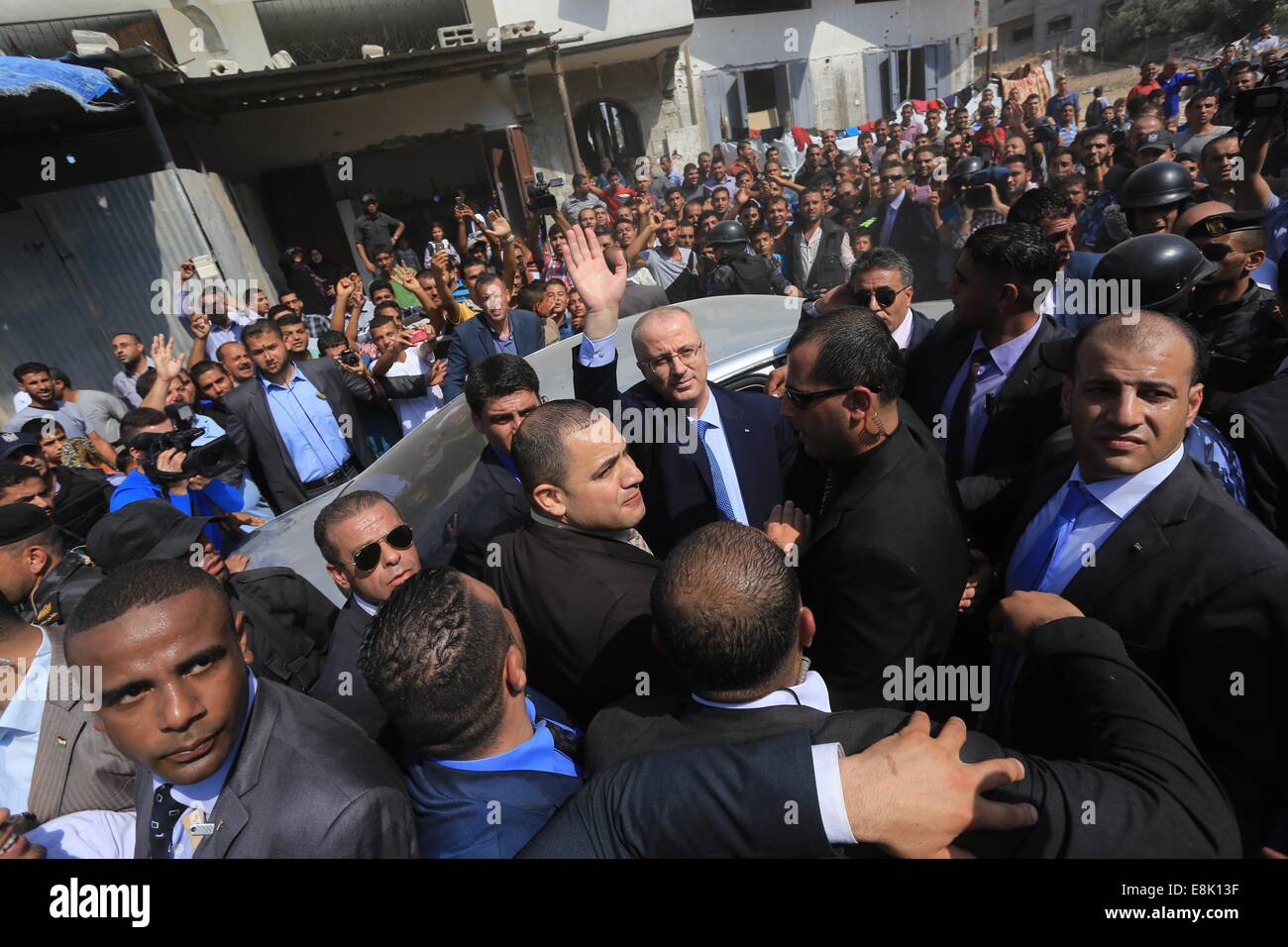 Gaza Strip. 9th Oct, 2014. Palestinian Prime Minister RAMI HAMDALLAH is ...