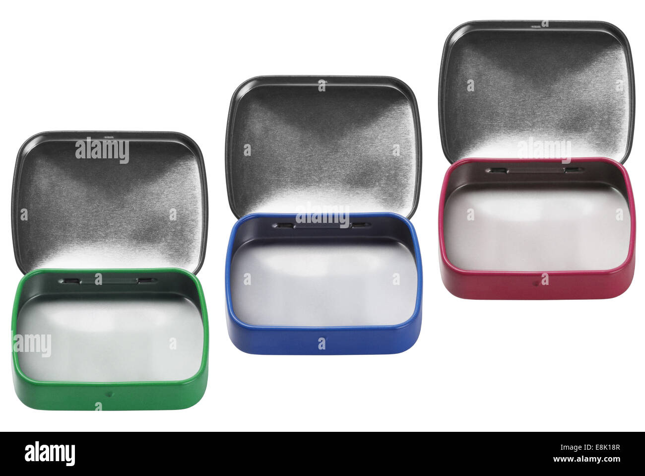 Open Metal Containers On White Background Stock Photo - Alamy