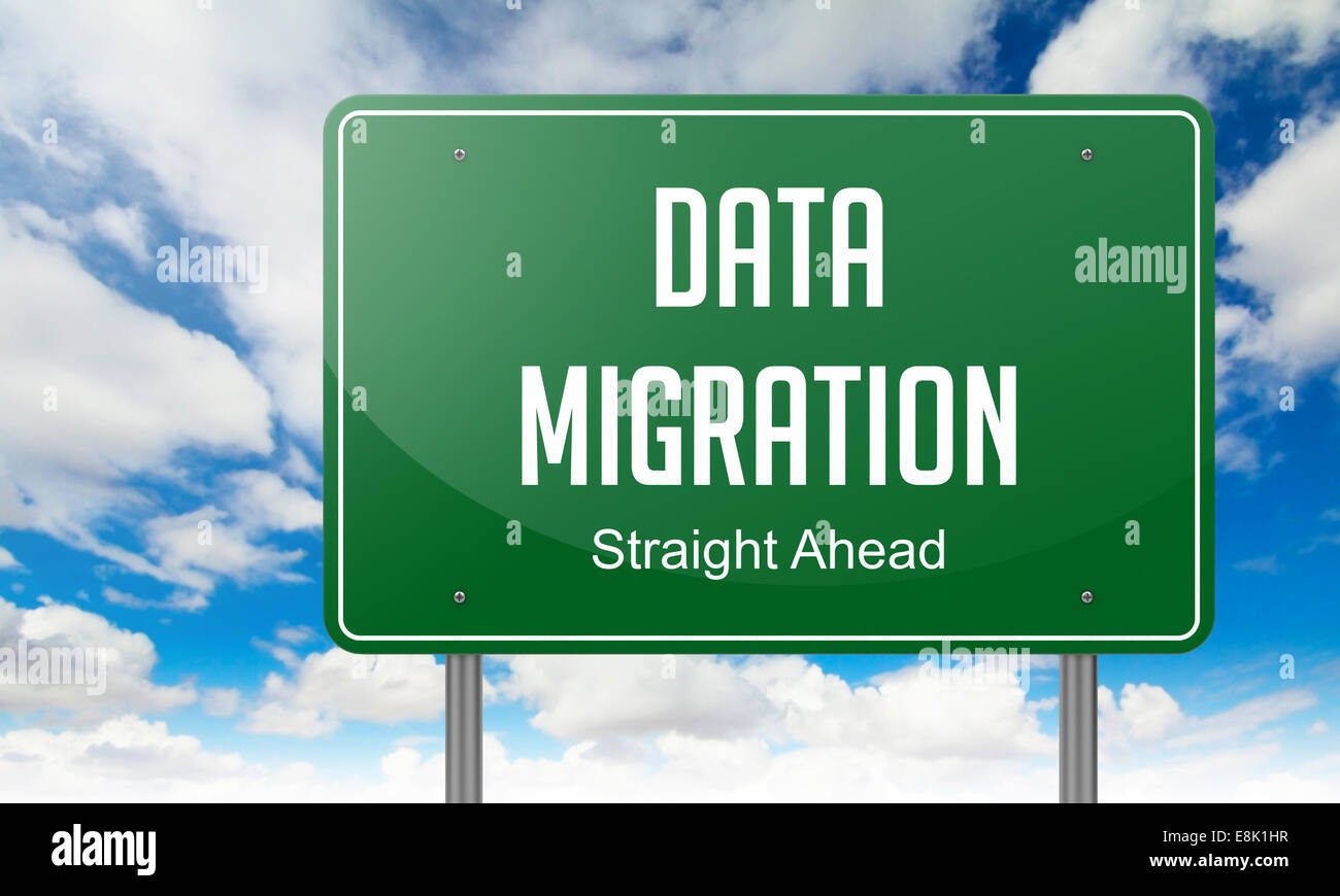 Data Migration on Highway Signpost Stock Photo - Alamy