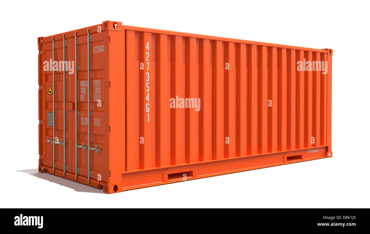 Orange Cargo Container Isolated on White Stock Photo - Alamy