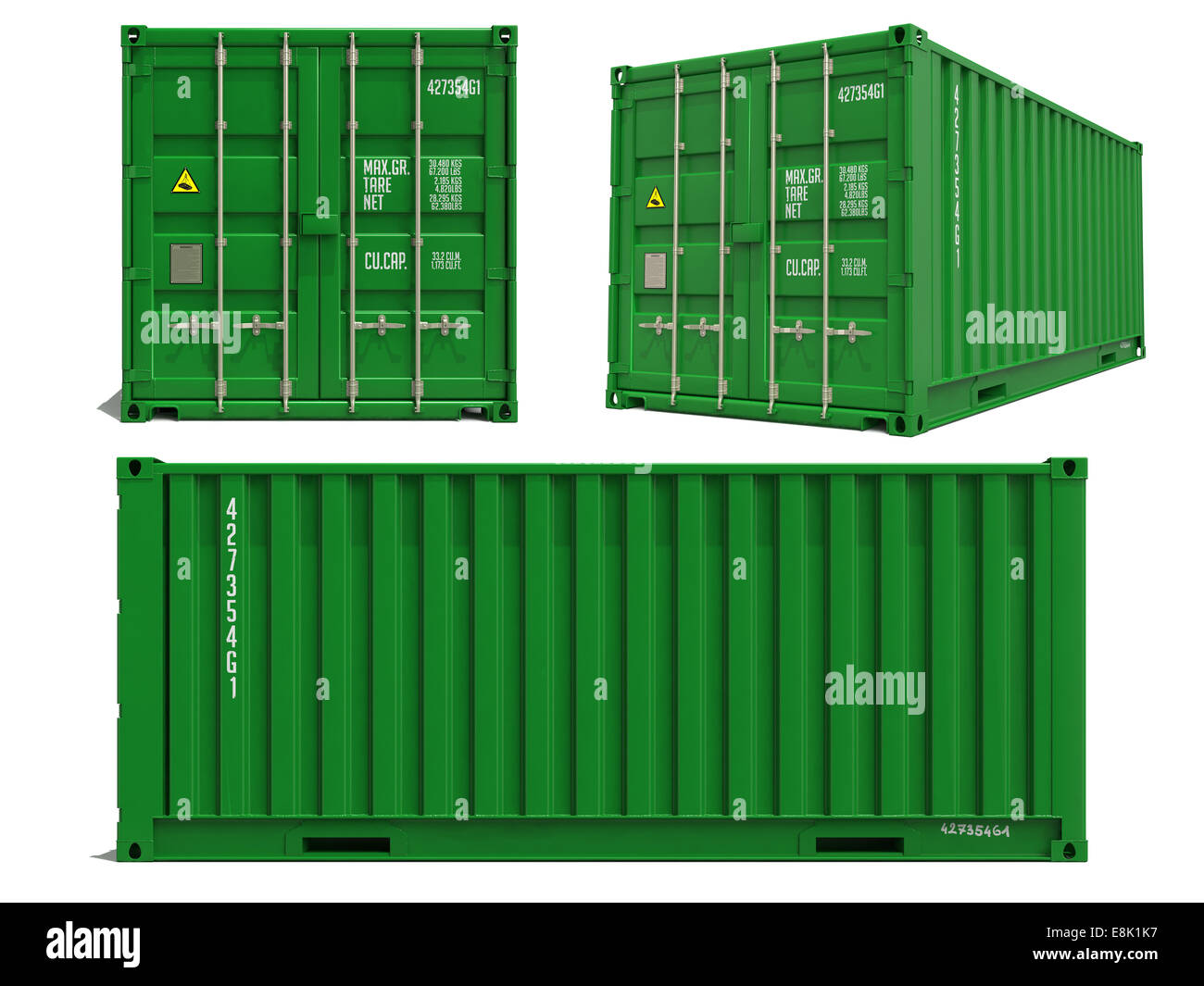 Green Cargo Container in 3D Isolated on White Stock Photo - Alamy