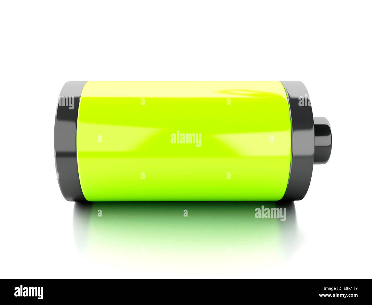 image of full battery 3d icon on white background Stock Photo - Alamy