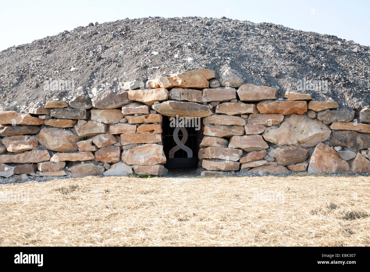 Modern-day neolithic style long Barrow burial chamber for storing ...