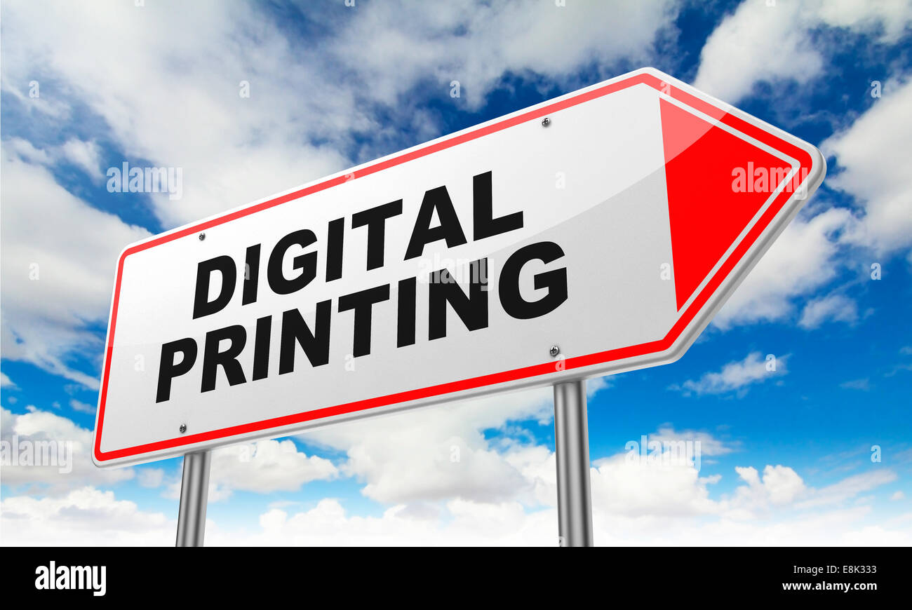 Digital Printing on Red Road Sign Stock Photo - Alamy