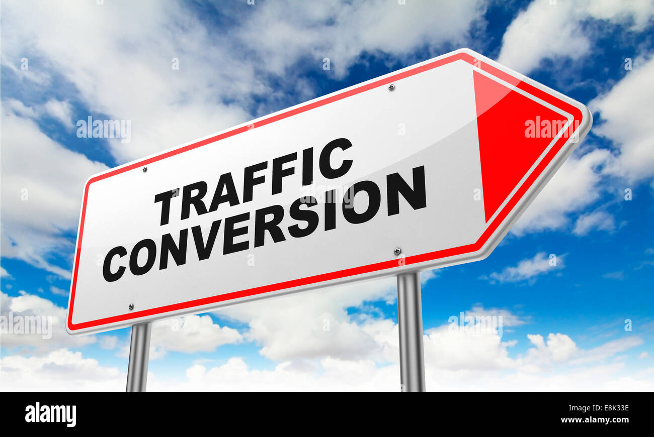 Traffic Conversion on Red Road Sign Stock Photo - Alamy