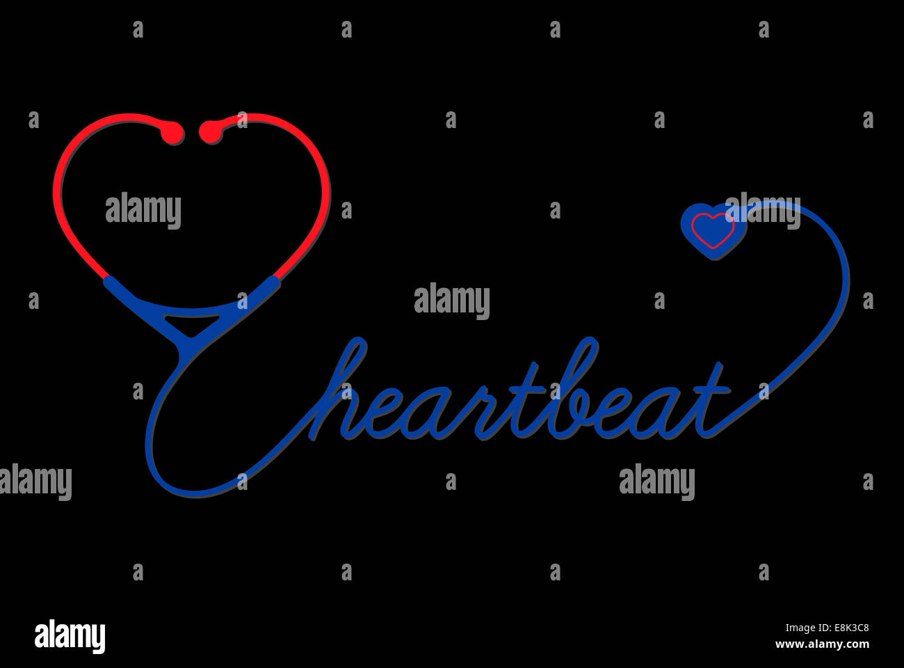 Stethoscope with heart, hearthbeat, vector Stock Photo - Alamy