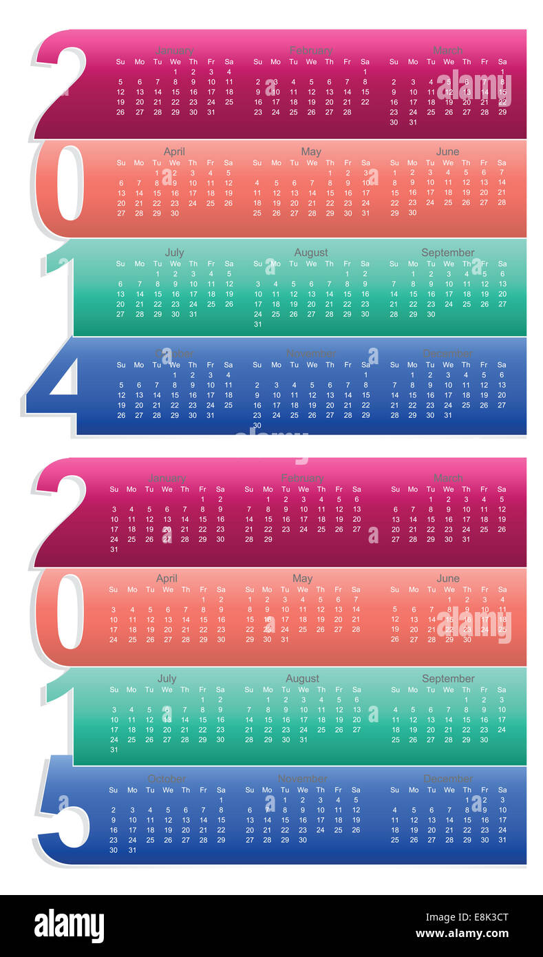 Simple Calendar year 2014, 2015, vector Stock Photo - Alamy