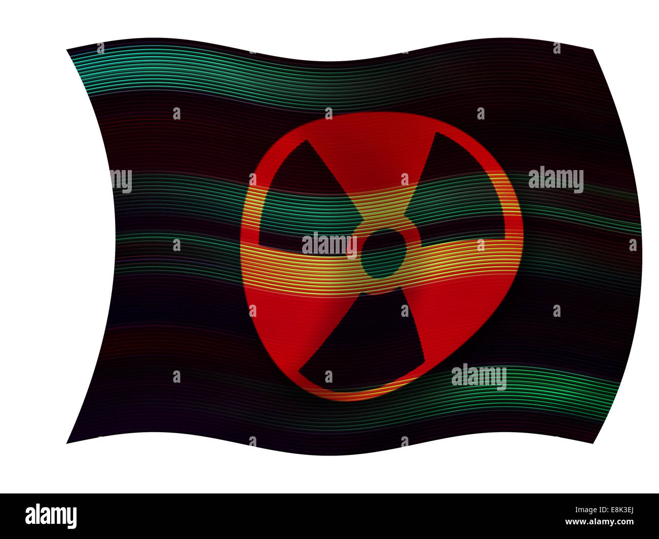 Radiation warning flag, banner against white background Stock Photo - Alamy