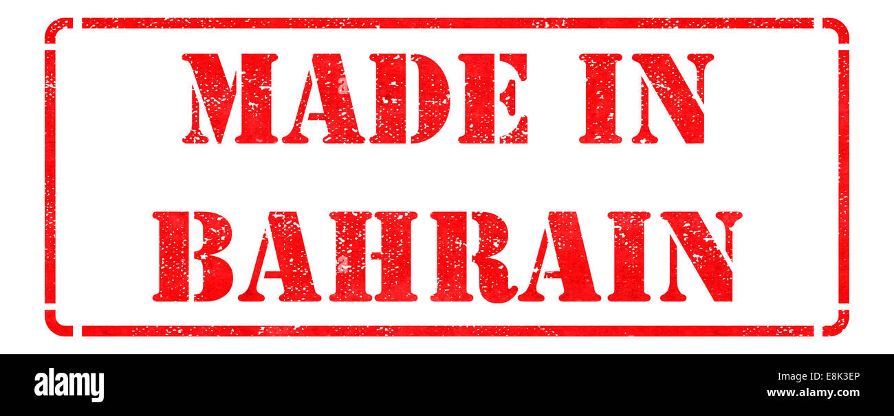 Made in Bahrain on Red Stamp Stock Photo - Alamy