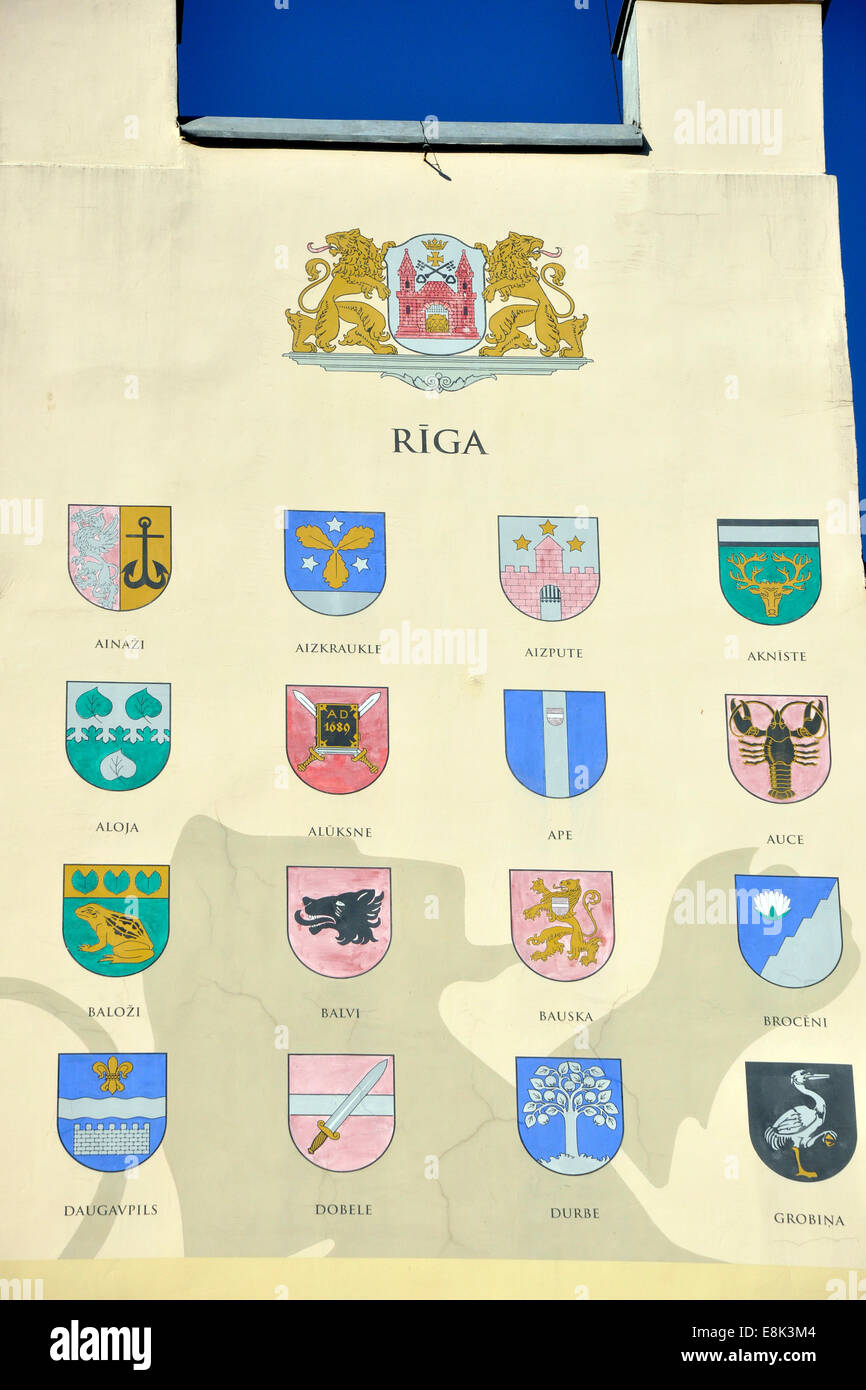 Latvia, Riga, flags of Ltvia districts Stock Photo - Alamy
