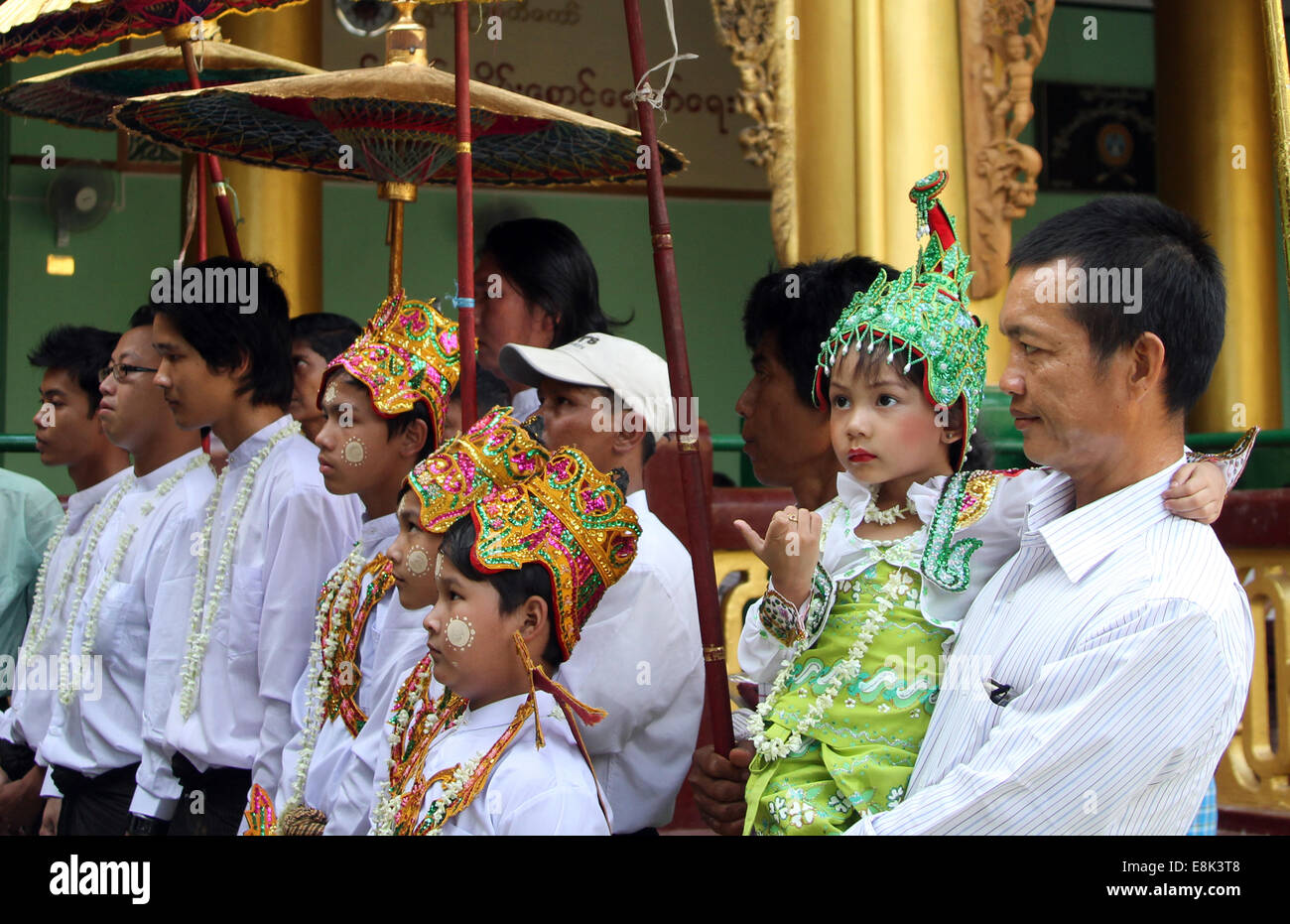 Boys at a ceremony at Shwedagon Pagoda, Rangoon, Burma (Myanmar Stock ...